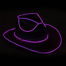 NEON LIGHT COWBOY HAT - PURPLE/GREEN – City N Country